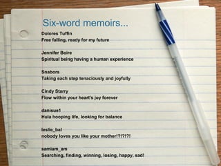 Six-Word Memoir Assignment | PPT