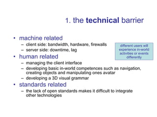 Six Barriers to Innovation in MUVE-based teaching | PPT