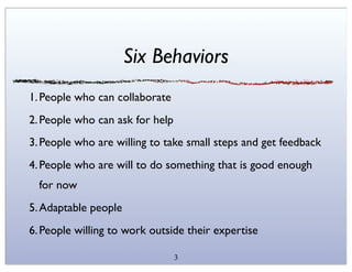 Six behaviors for agile team | PDF