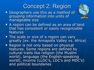 Six Concepts of Geography | PPT