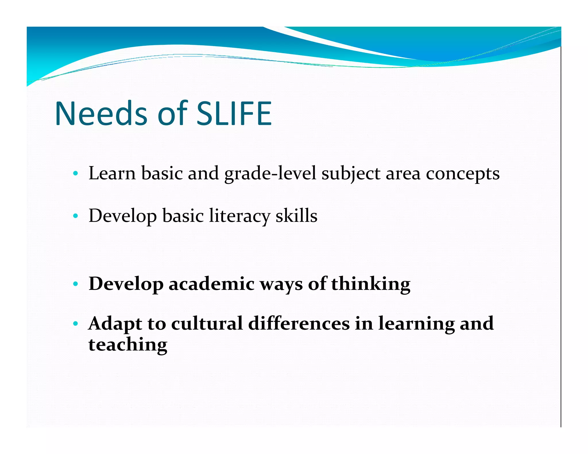 ELLs with Limited or Interrupted Formal Education: Six Criteria For ...