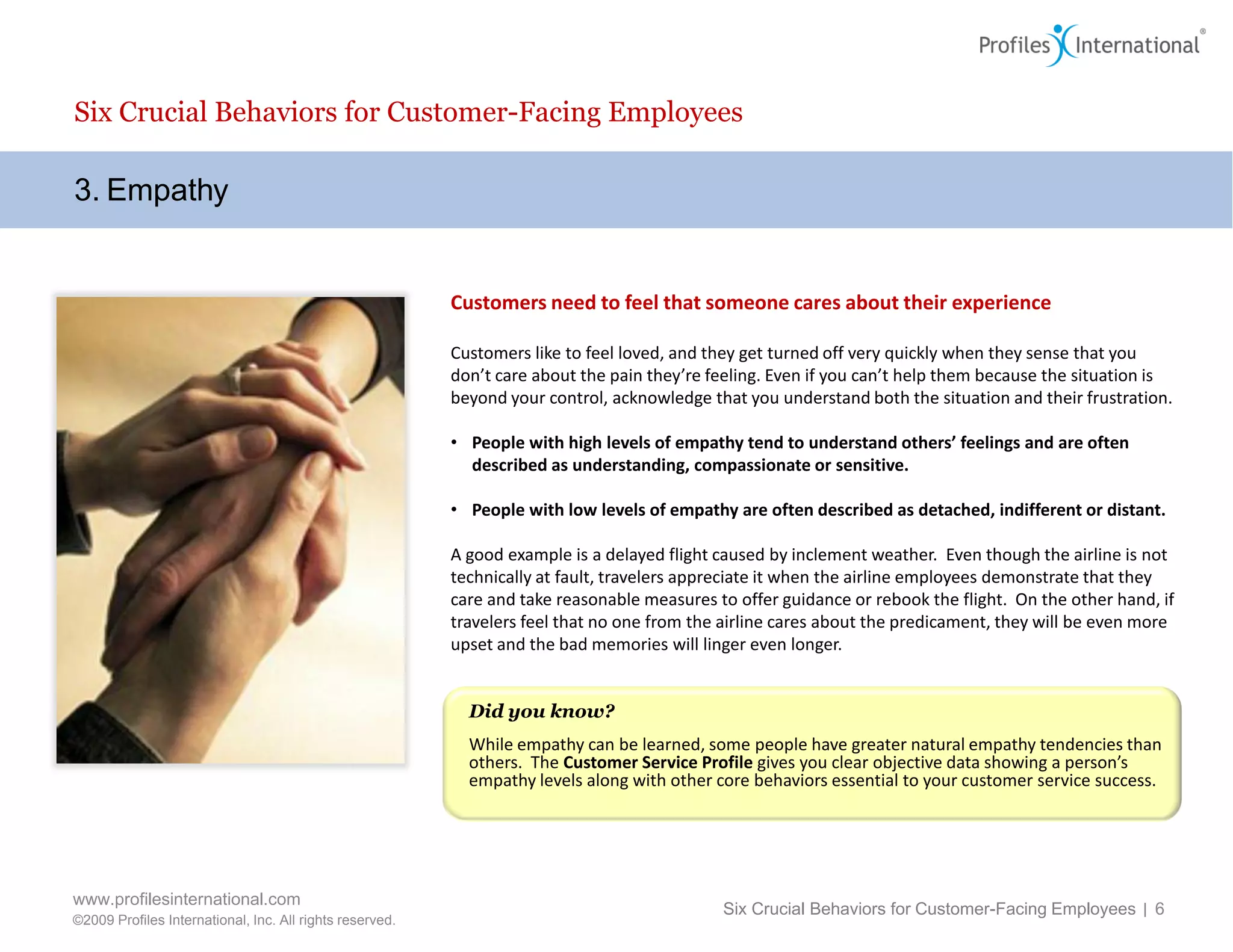 Six Crucial Behaviors for Customer-facing Employees | PDF