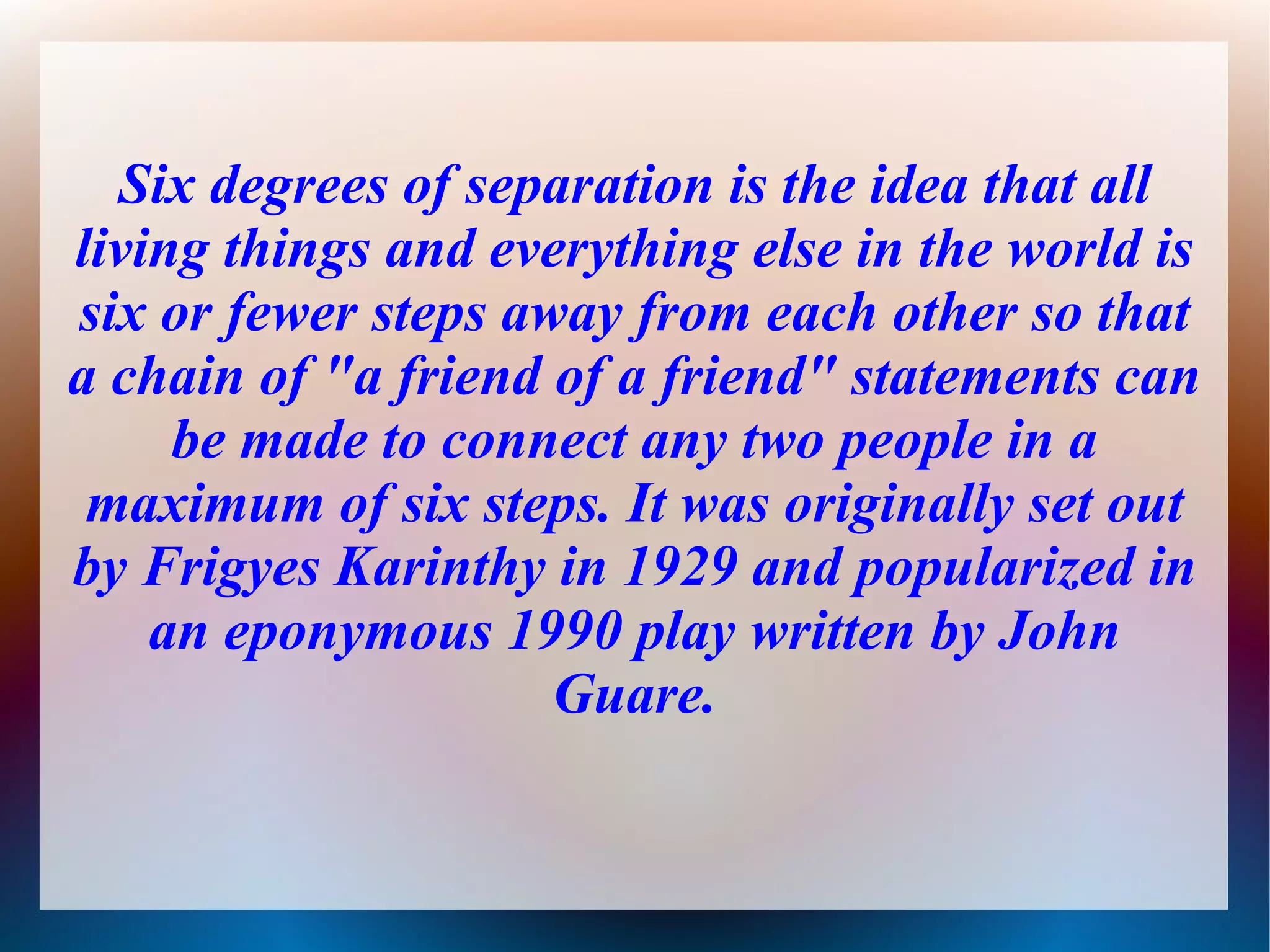 Six degrees of seprartion | PDF