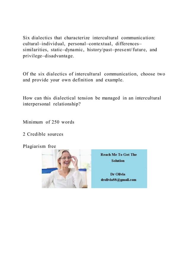 Six dialectics that characterize intercultural communication cult | DOCX