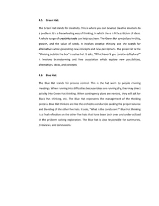 Six hat report cni | DOCX | Education