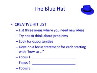 The Six Thinking Hats in Detail | PPT