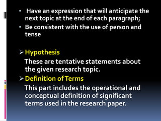 Six main chapters of a research paper | PPTX