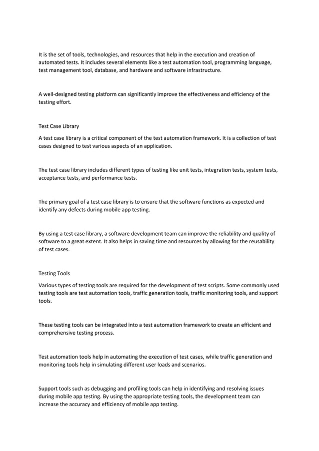 Six Major Components Of The Test Automation Framework Pdf
