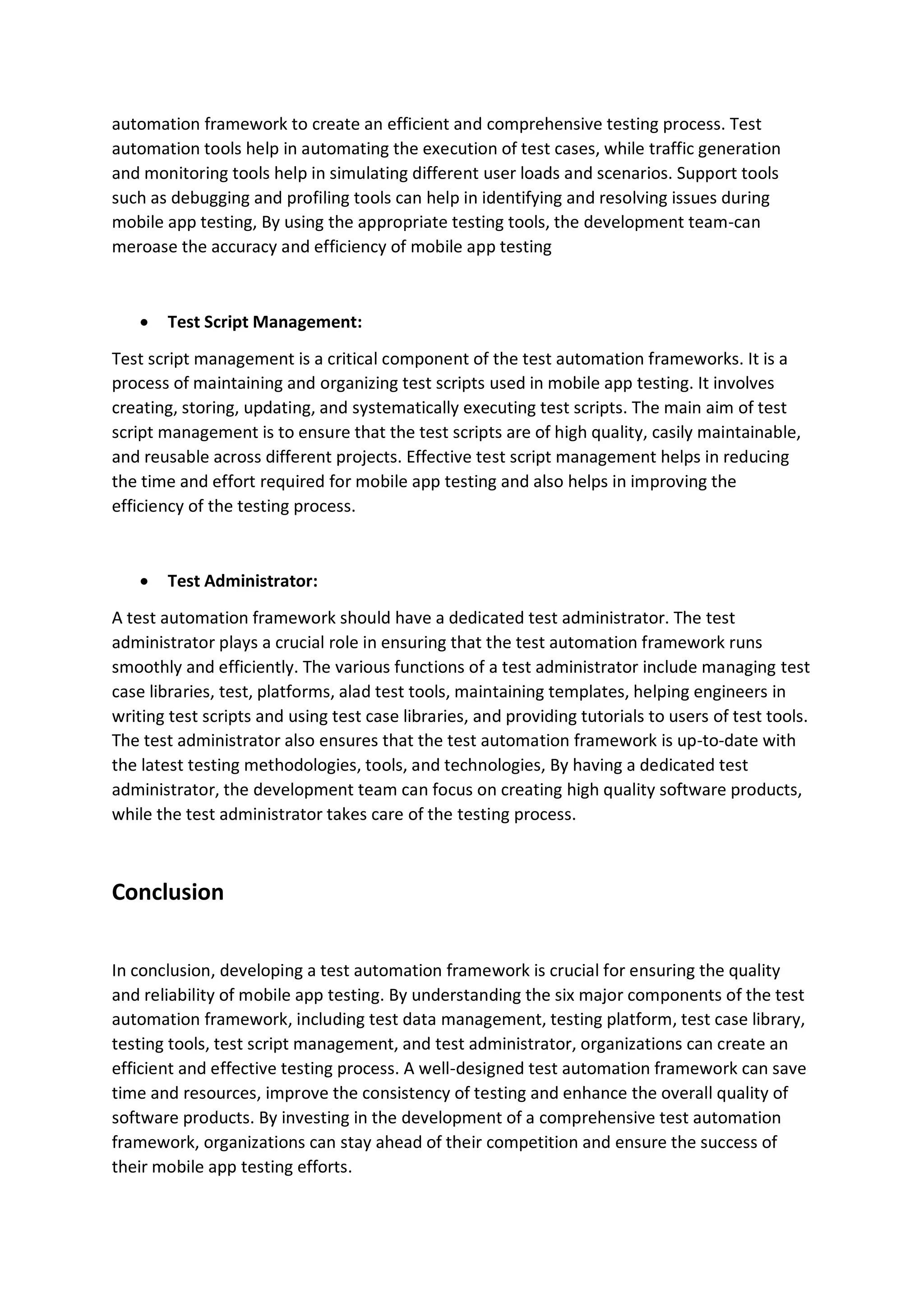 Six major components of the Test Automation Frameworks.pdf