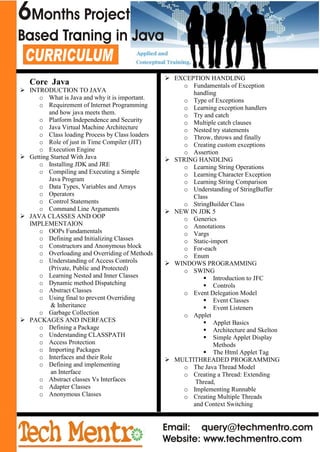 6 Months Project Training in Java | PDF