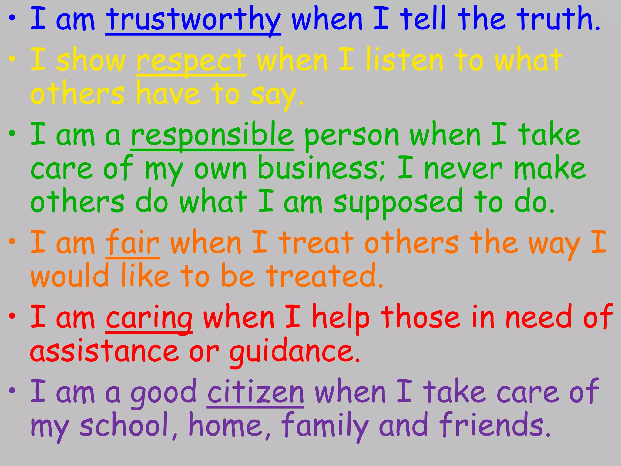 Six pillars of character | PPTX