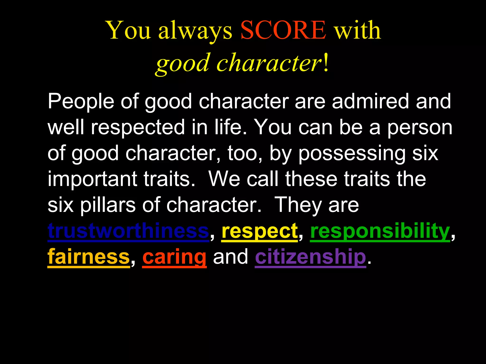 Six pillars of character | PPTX