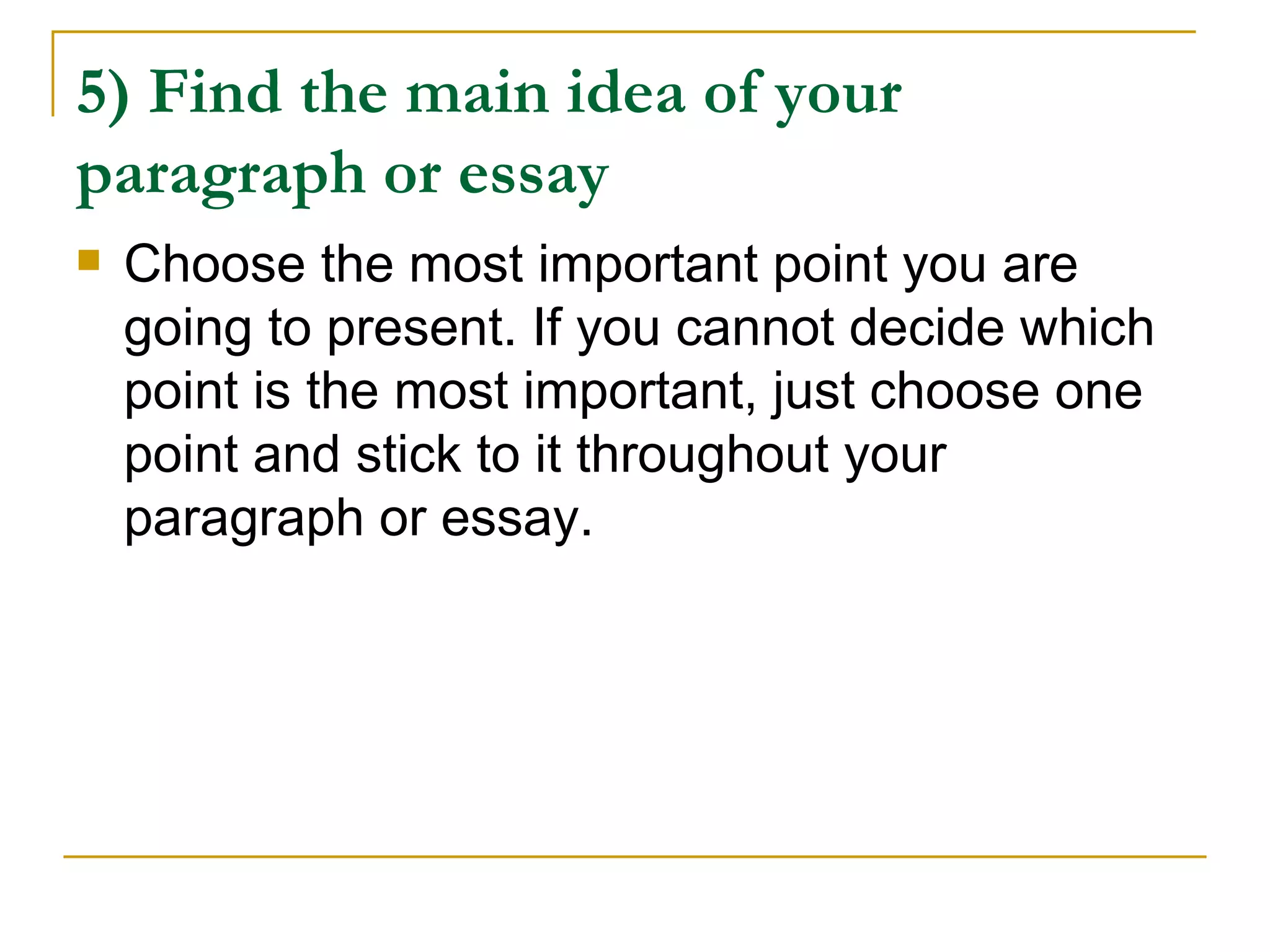 Six pre writing steps | PPT
