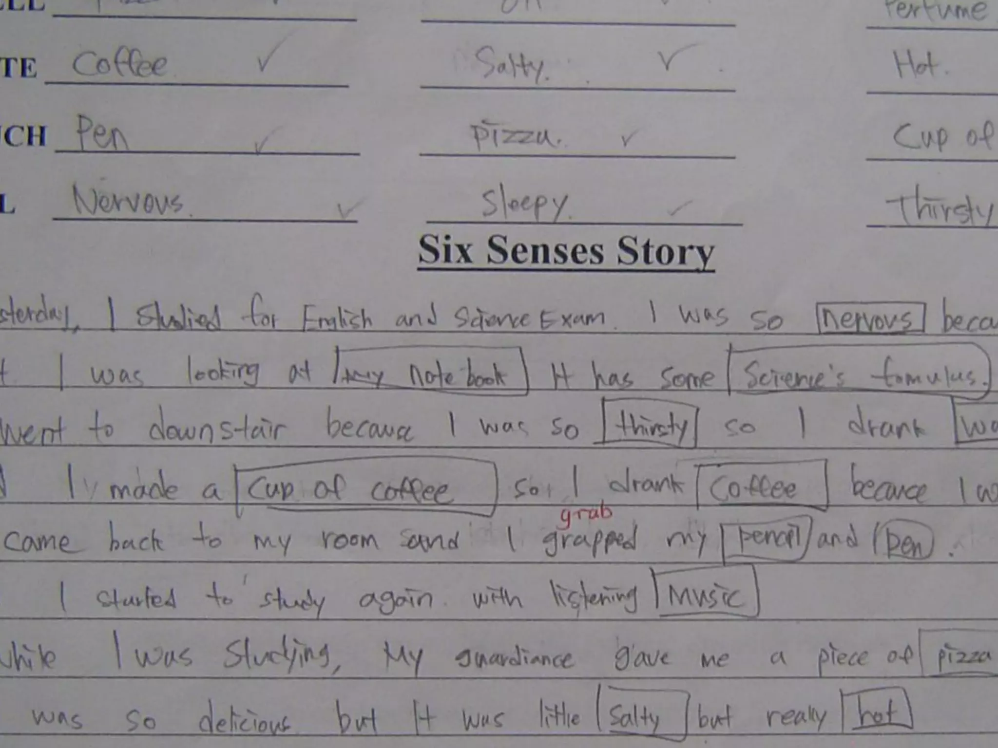 Six senses creative writing | PDF