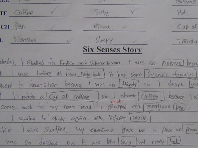 Six senses creative writing | PDF