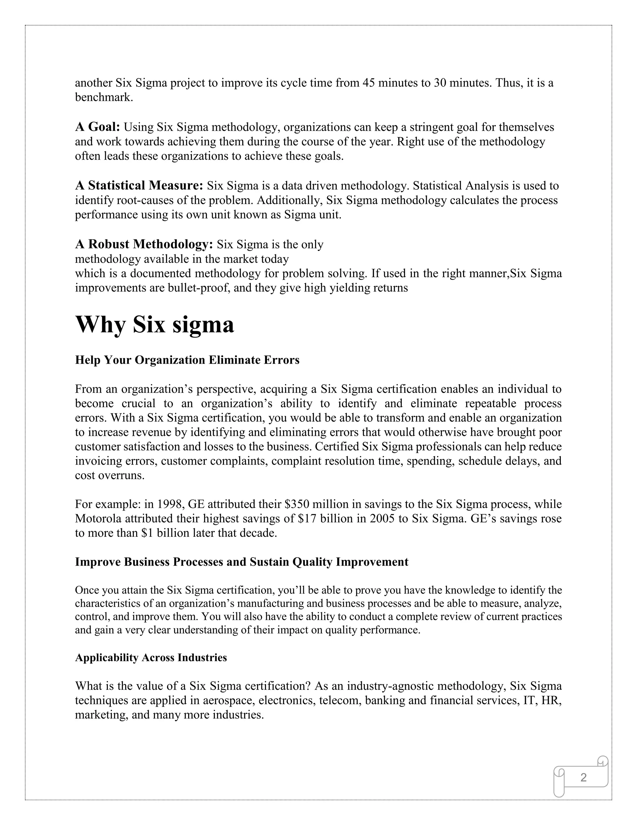 Six sigma | PDF