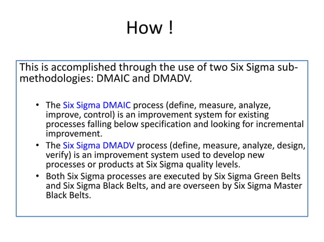 Six Sigma Workshop for World Bank, Chennai - India | PPT