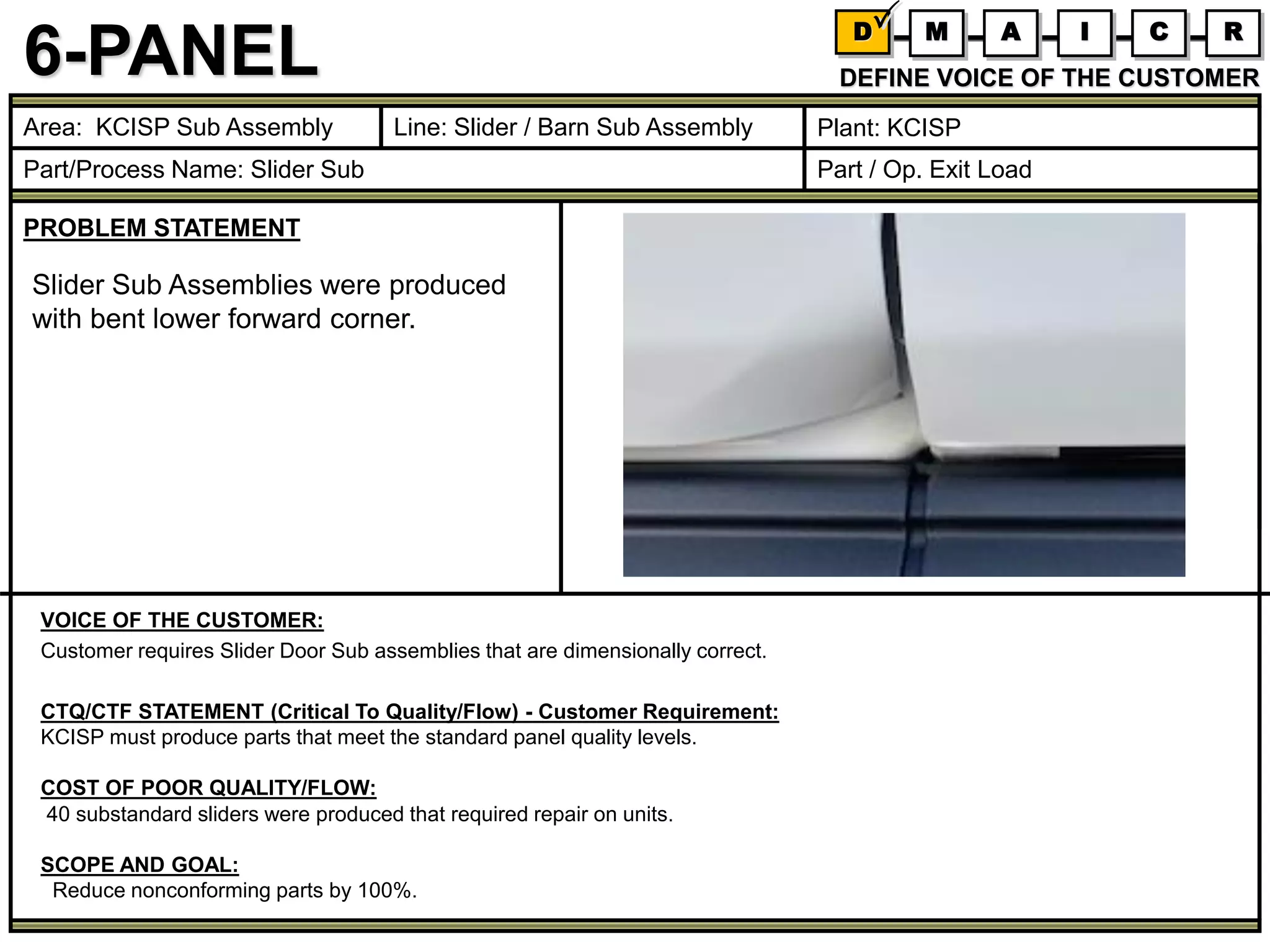 Six sigma - slider door bent corner - Matthew Hunt | PDF