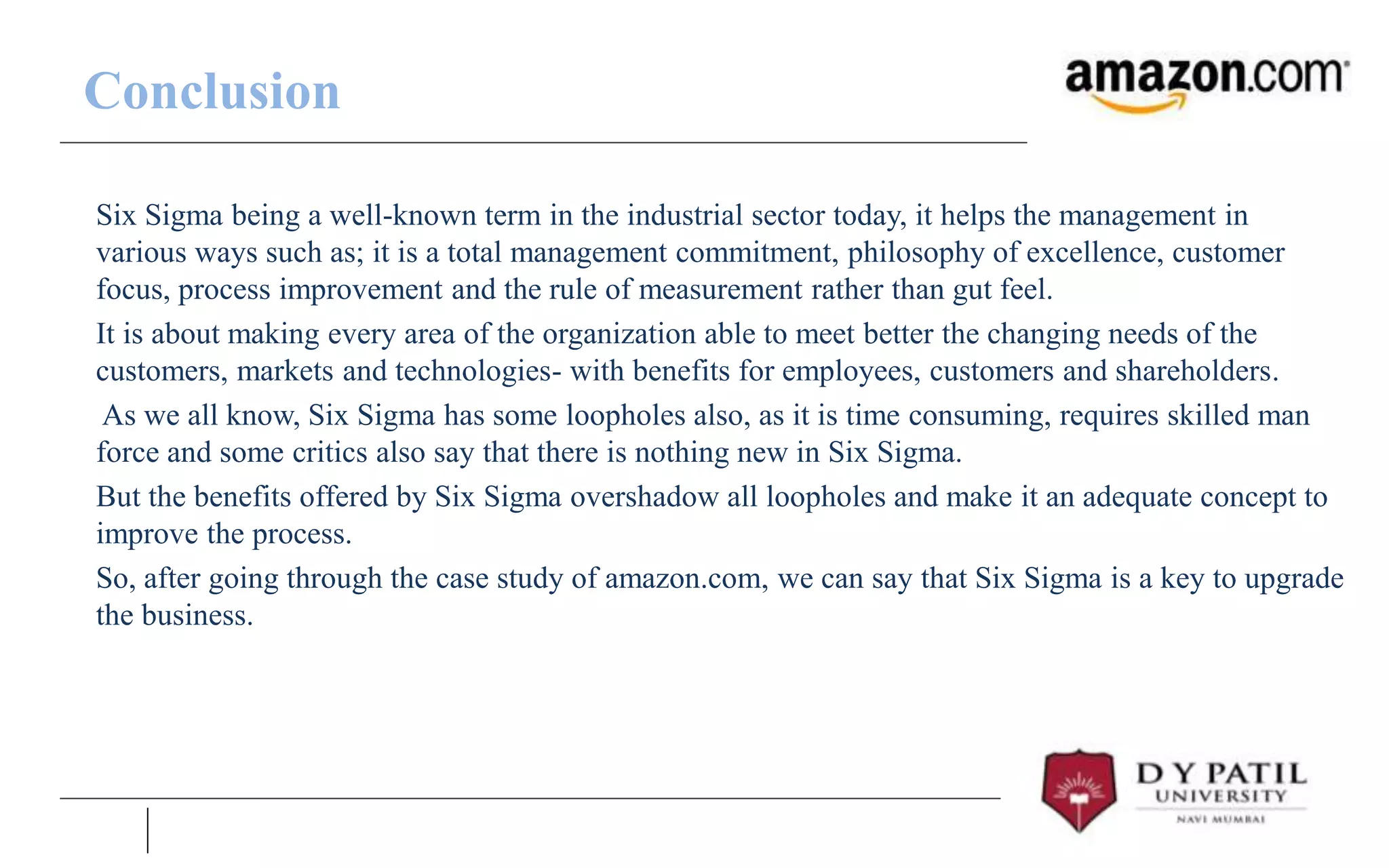 Six sigma amazon case study | PPT