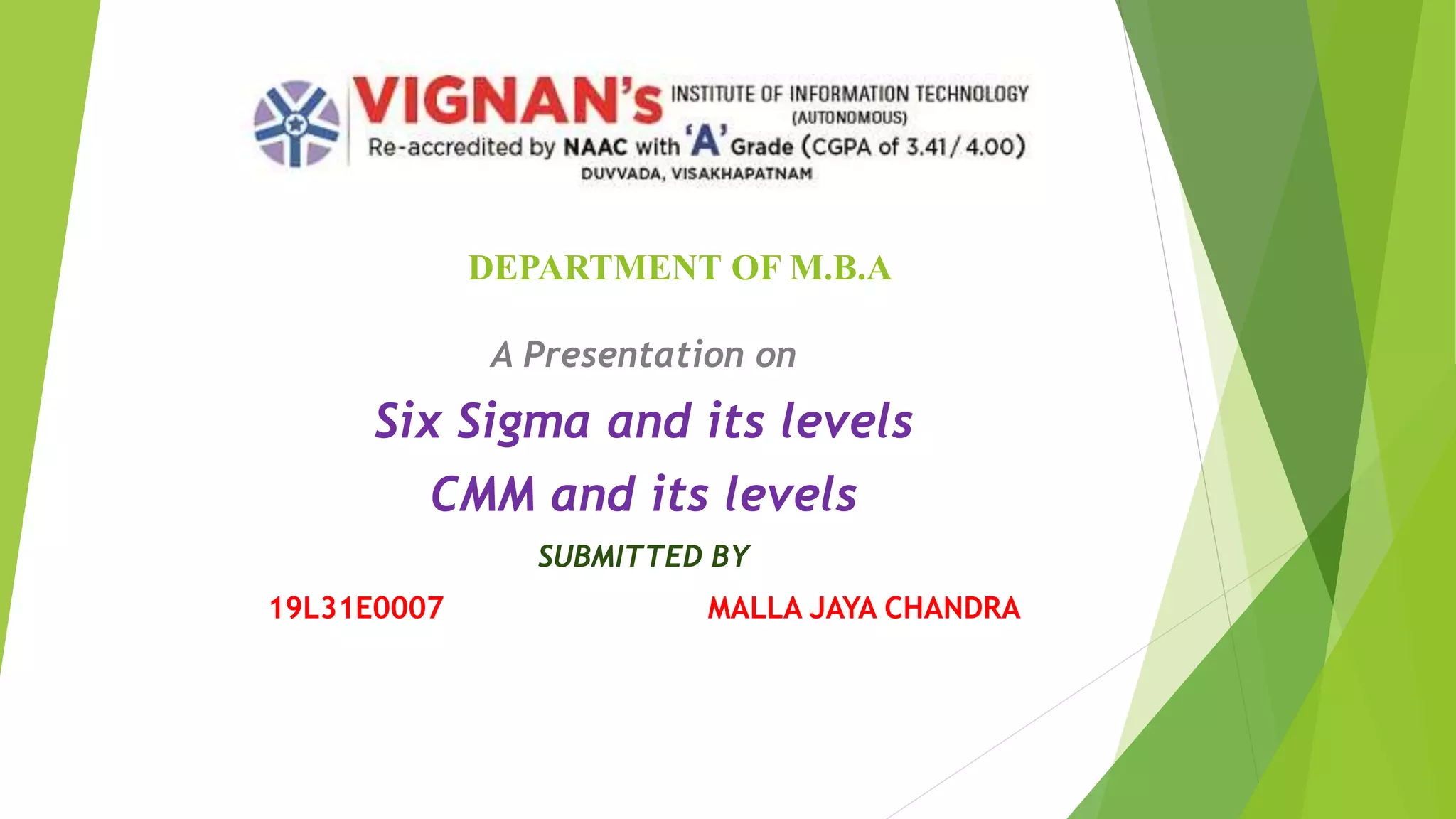 Six sigma and cmm levels | PPTX