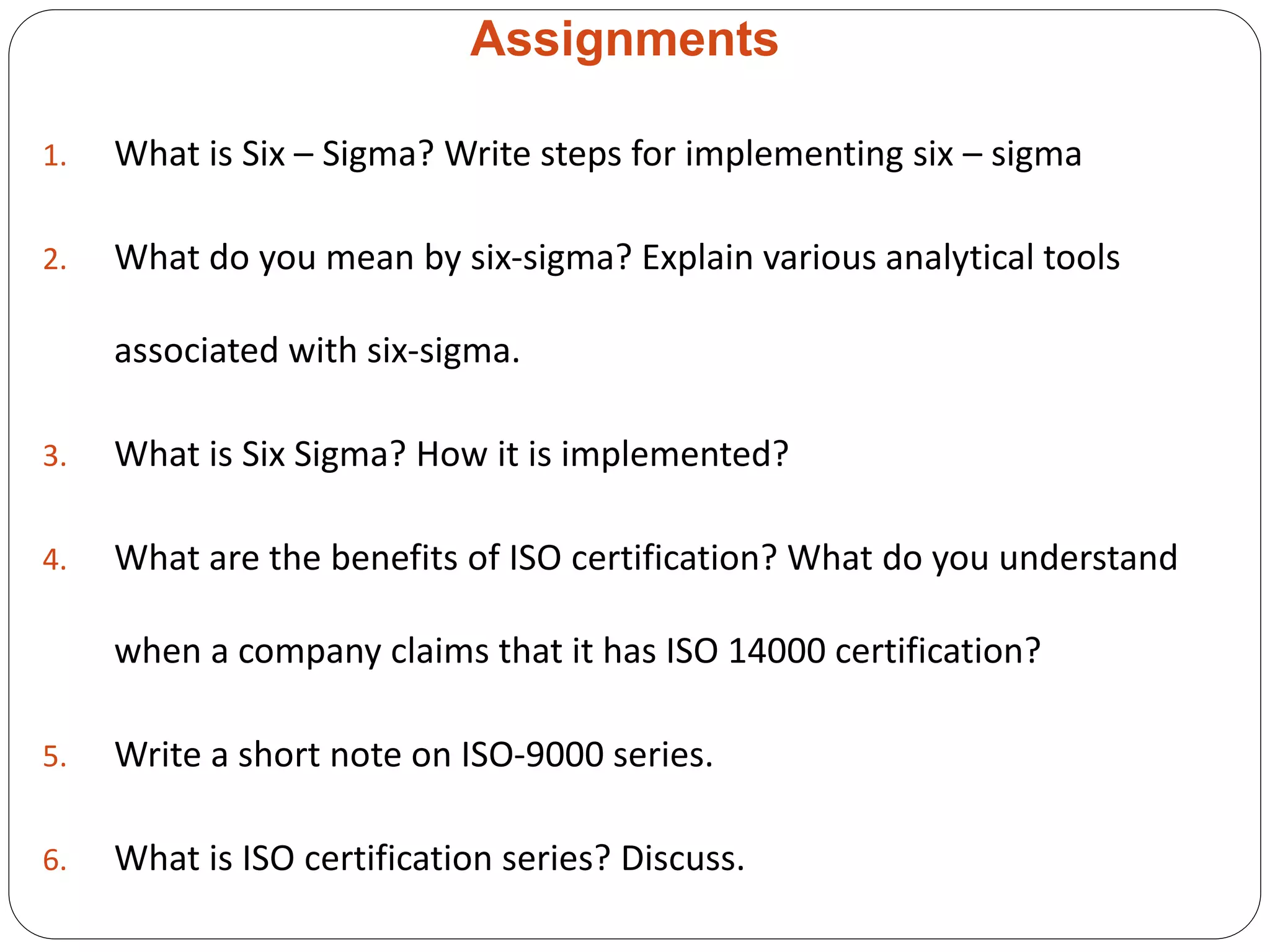Six sigma and iso | PPTX
