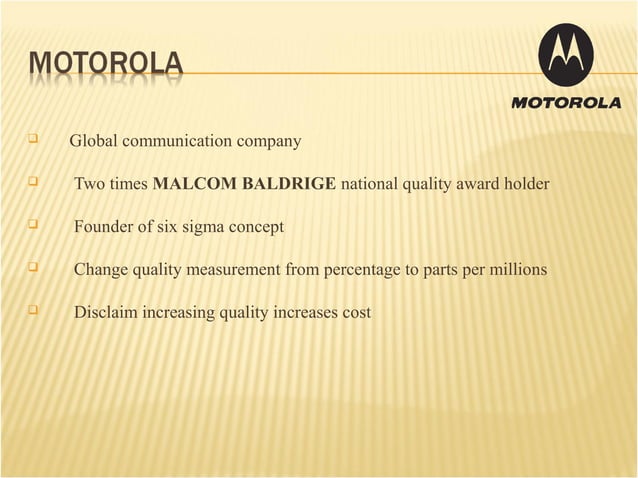 Six sigma at Motorola | PPT