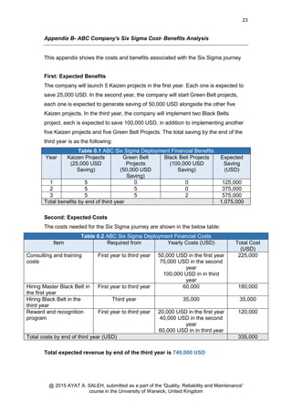 Six Sigma Deployement Plan: A Case Study | PDF
