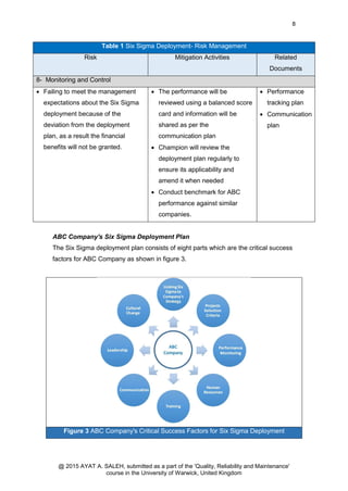 Six Sigma Deployement Plan: A Case Study | PDF