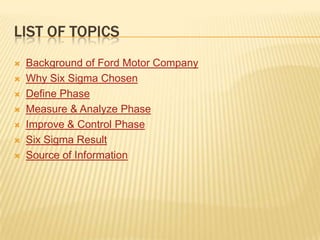 Six Sigma Effect on Ford Motor Company | PPTX