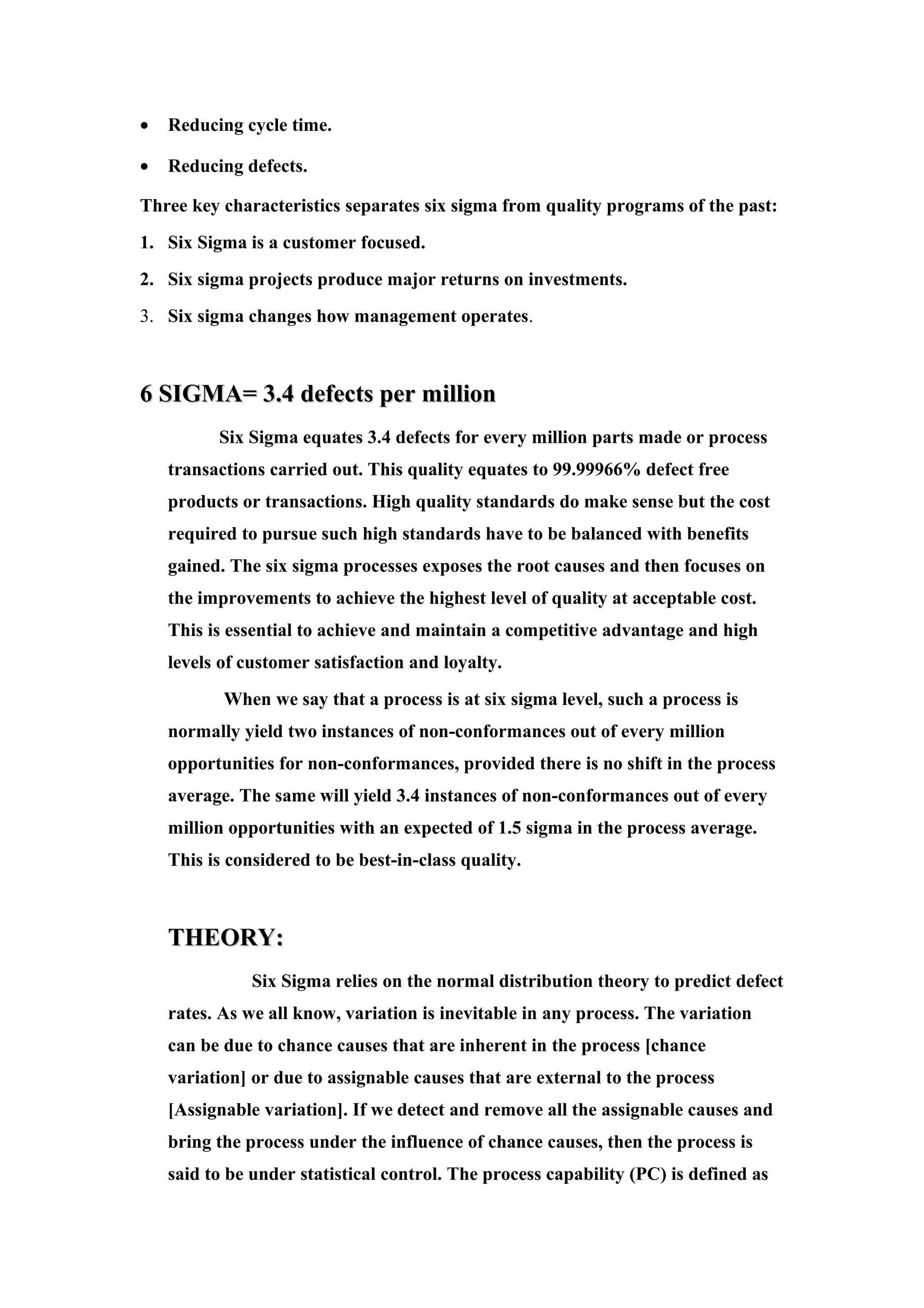 Six sigma full report | DOC