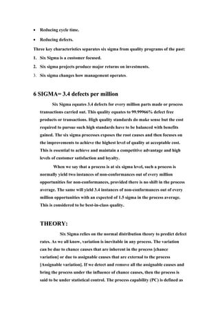 Six sigma full report | DOC