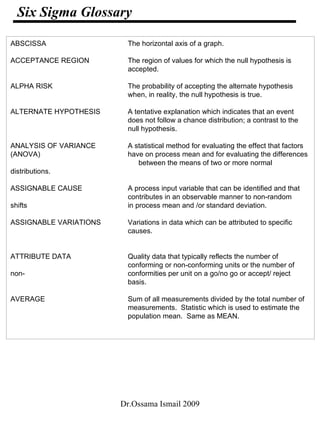 Six Sigma Glossary | PDF