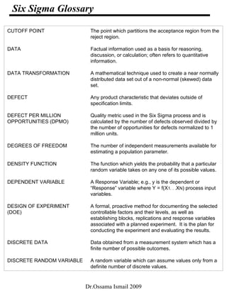 Six Sigma Glossary | PDF