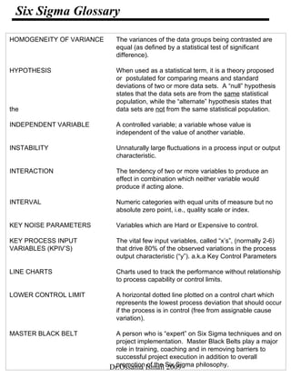 Six Sigma Glossary | PDF