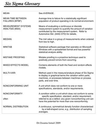 Six Sigma Glossary | PDF