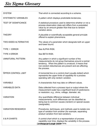 Six Sigma Glossary | PDF