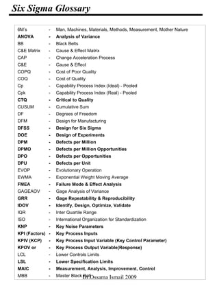 Six Sigma Glossary | PDF