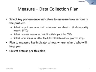 Six sigma green belt project roadmap in 10 deliverables 2013 07 | PPT
