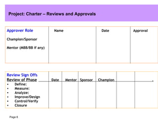 Six sigma green belt project template | PPT