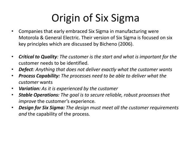 Six sigma in manufacturing industry | PPTX