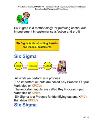Six sigma introduction & tu tor | PDF