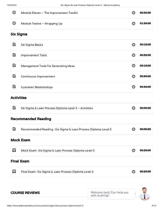 Six Sigma & Lean Process Diploma Level 3 - Adamsacademy