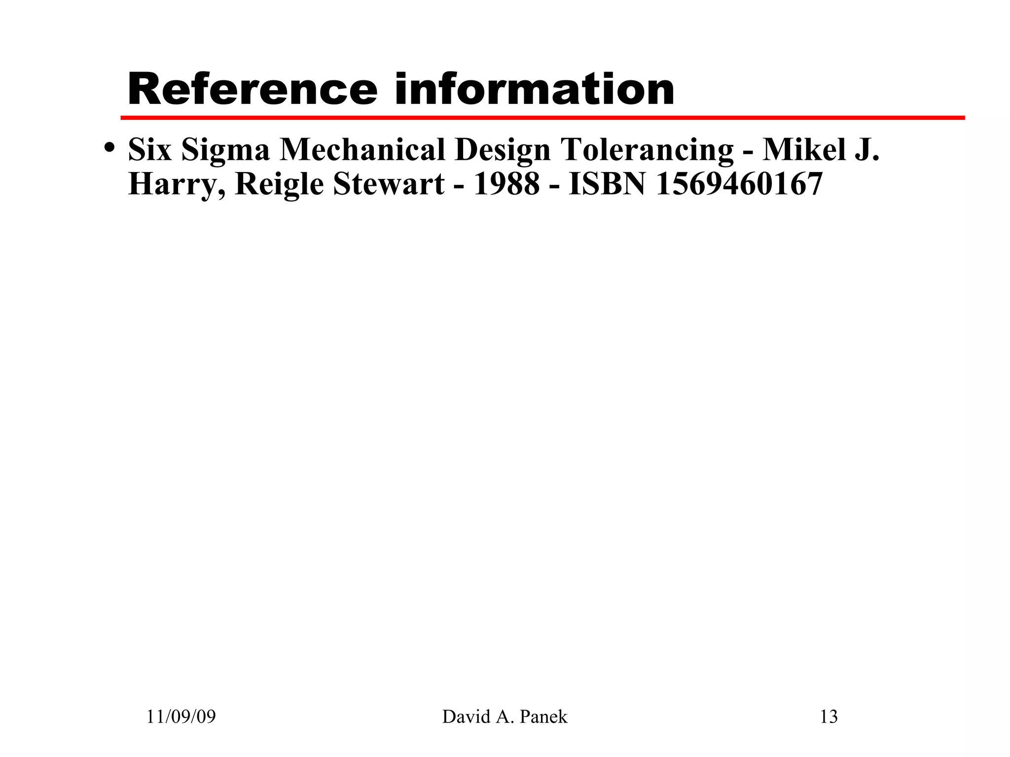Six Sigma Mechanical Tolerance Analysis 1 | PPT