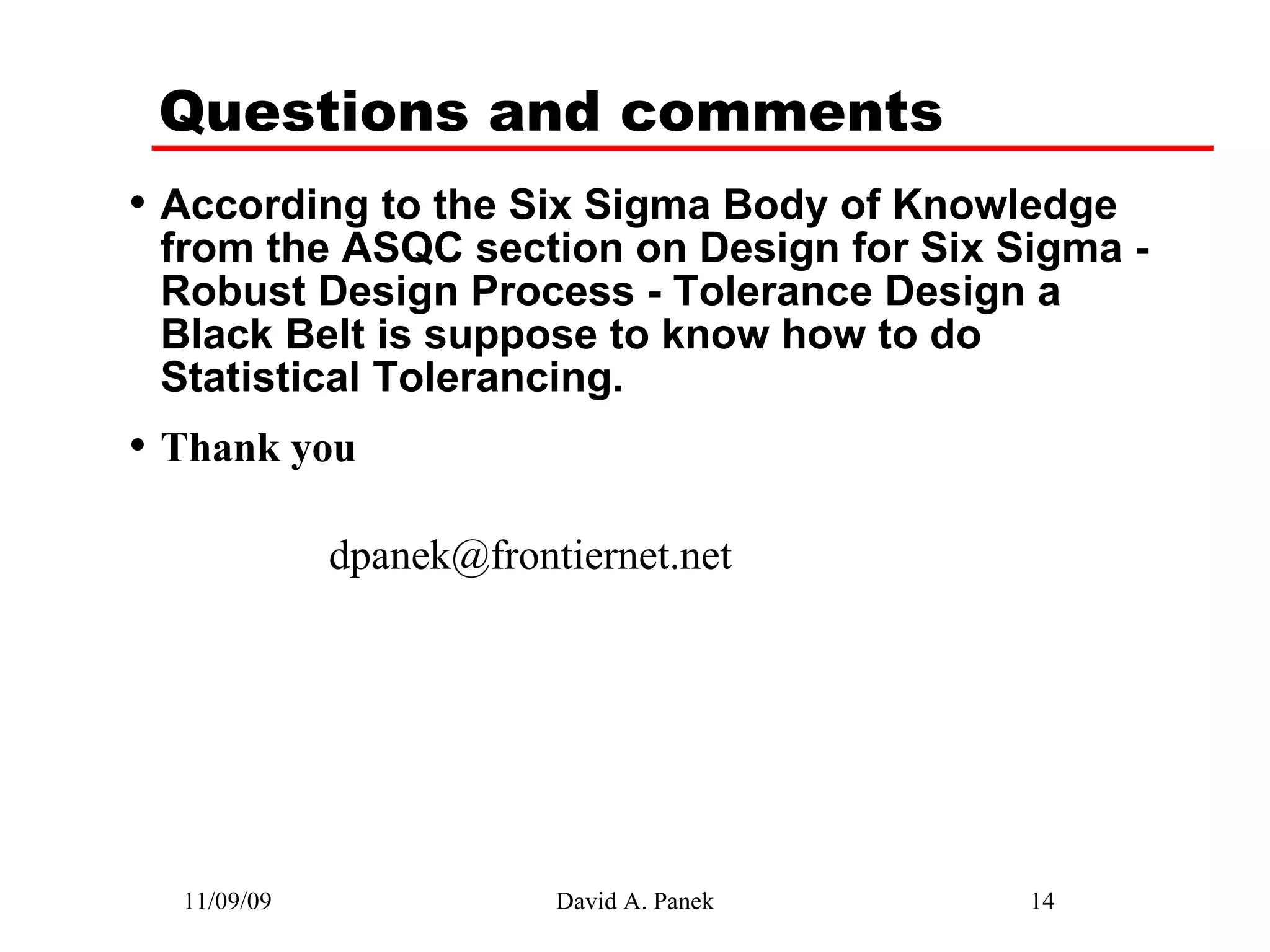 Six Sigma Mechanical Tolerance Analysis 1 | PPT