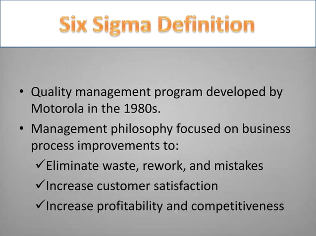 Six sigma ppt | PPTX | Mechanical and Industrial Engineering Industry ...