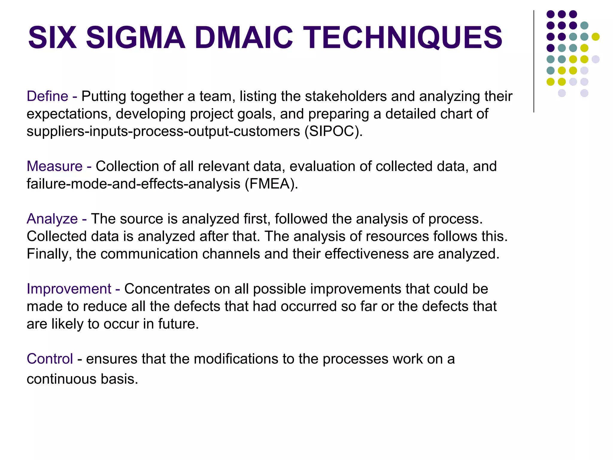 Six sigma - learn 6 sigma steps | PPT
