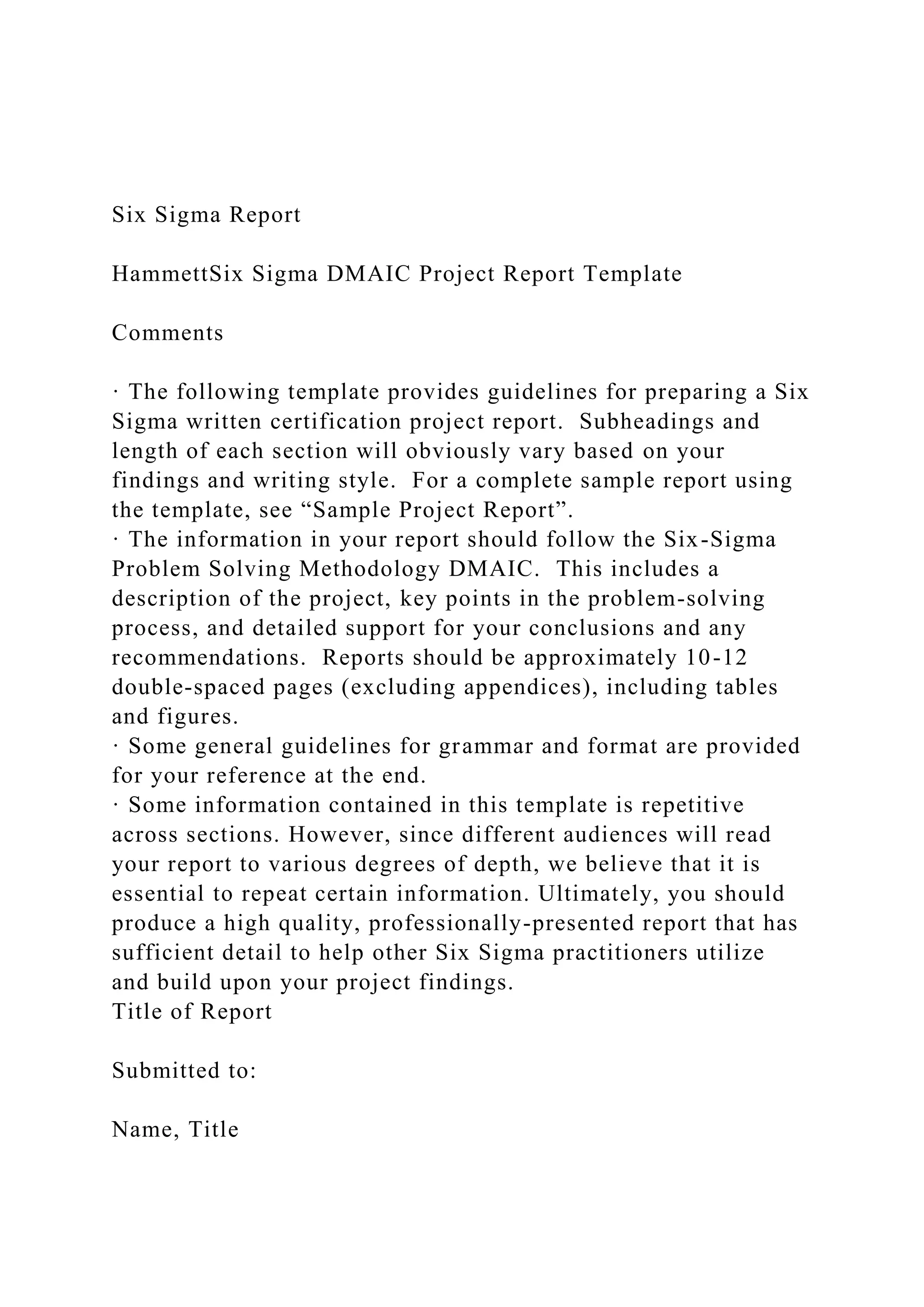 Six Sigma ReportHammettSix Sigma DMAIC Project Report Templa.docx