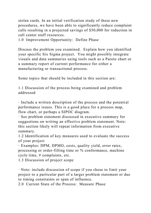 Six Sigma ReportHammettSix Sigma DMAIC Project Report Templa.docx ...