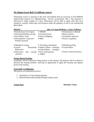 Six sigma training information | PDF