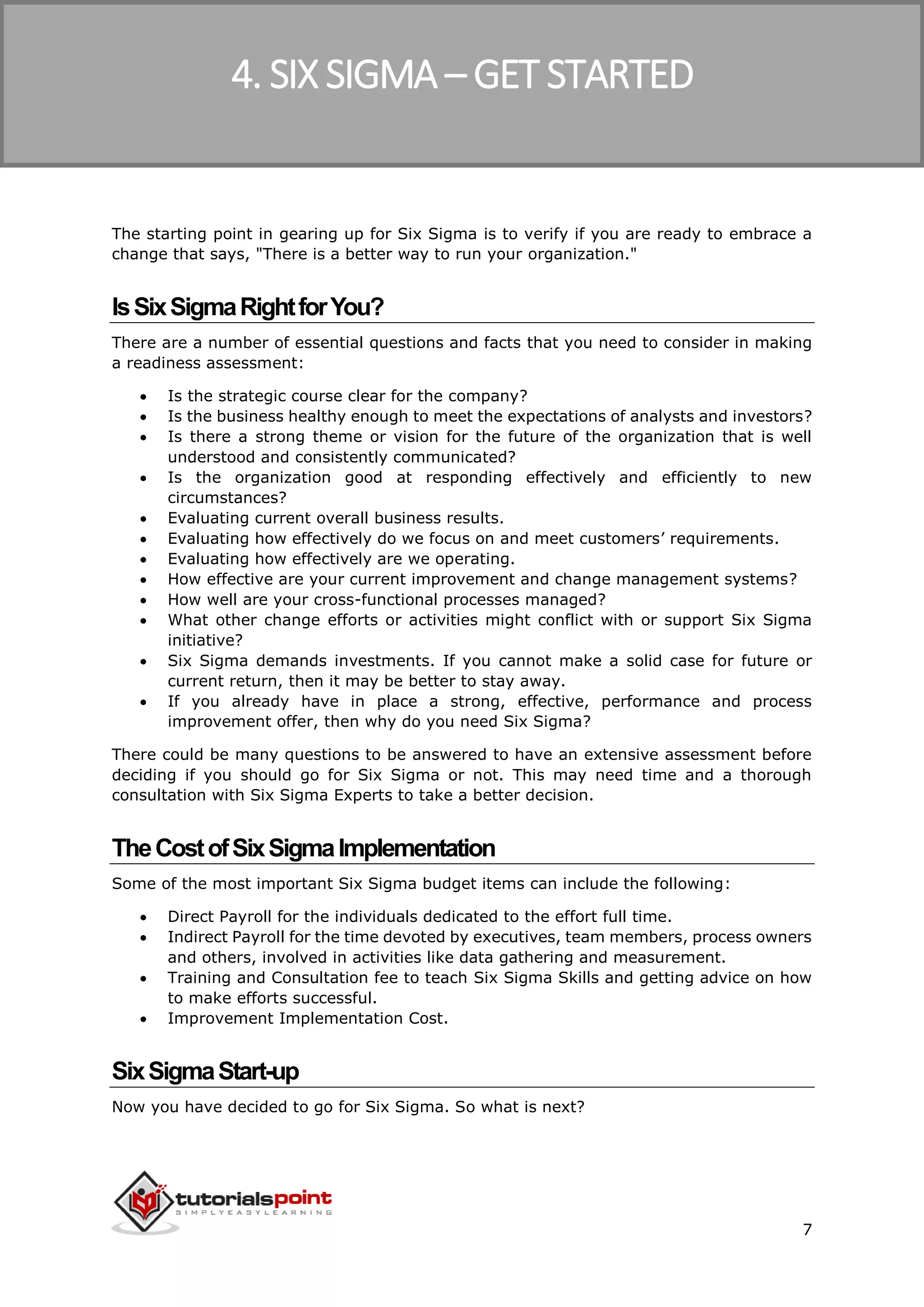 Six sigma tutorial | PDF